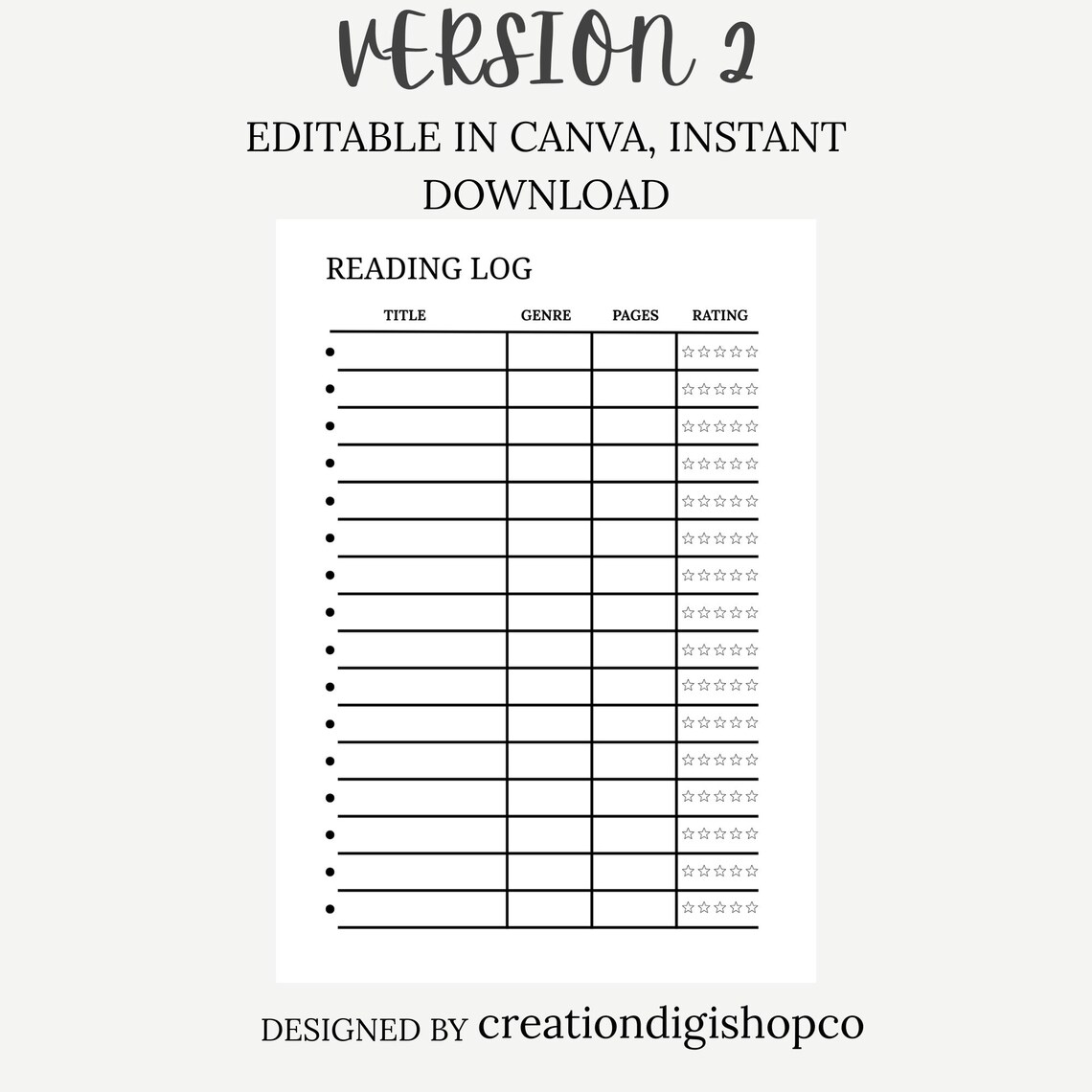 Student Reading Log Printable | Daily Reading Journal Log | Track Books ...