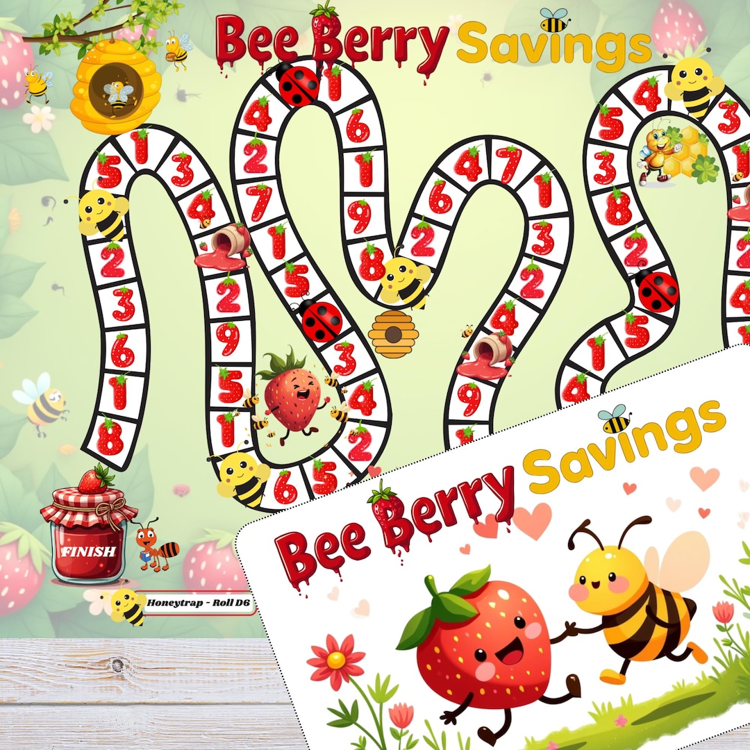 Strawberry and Bee Board Game Savings Challenge, Bee Savings ...