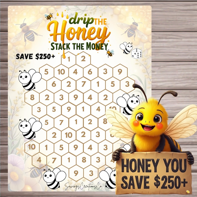 Bee Savings Challenge, Honeycomb Tracker (digital Download) - Etsy
