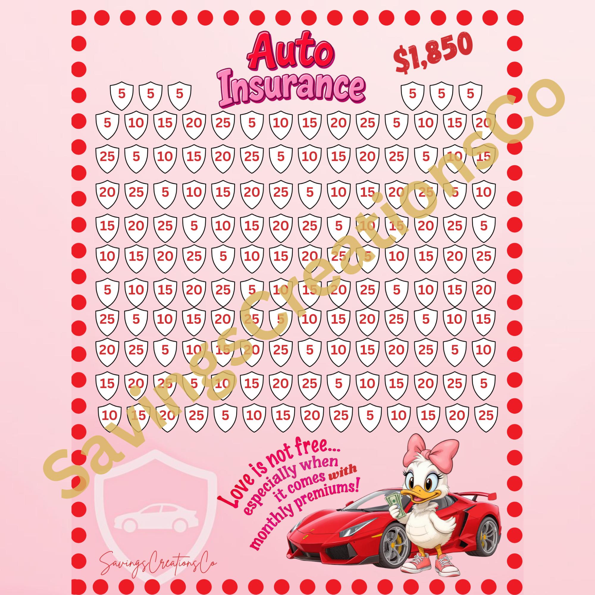 Auto Insurance Savings Challenge: Pink Car Game (digital Download) - Etsy