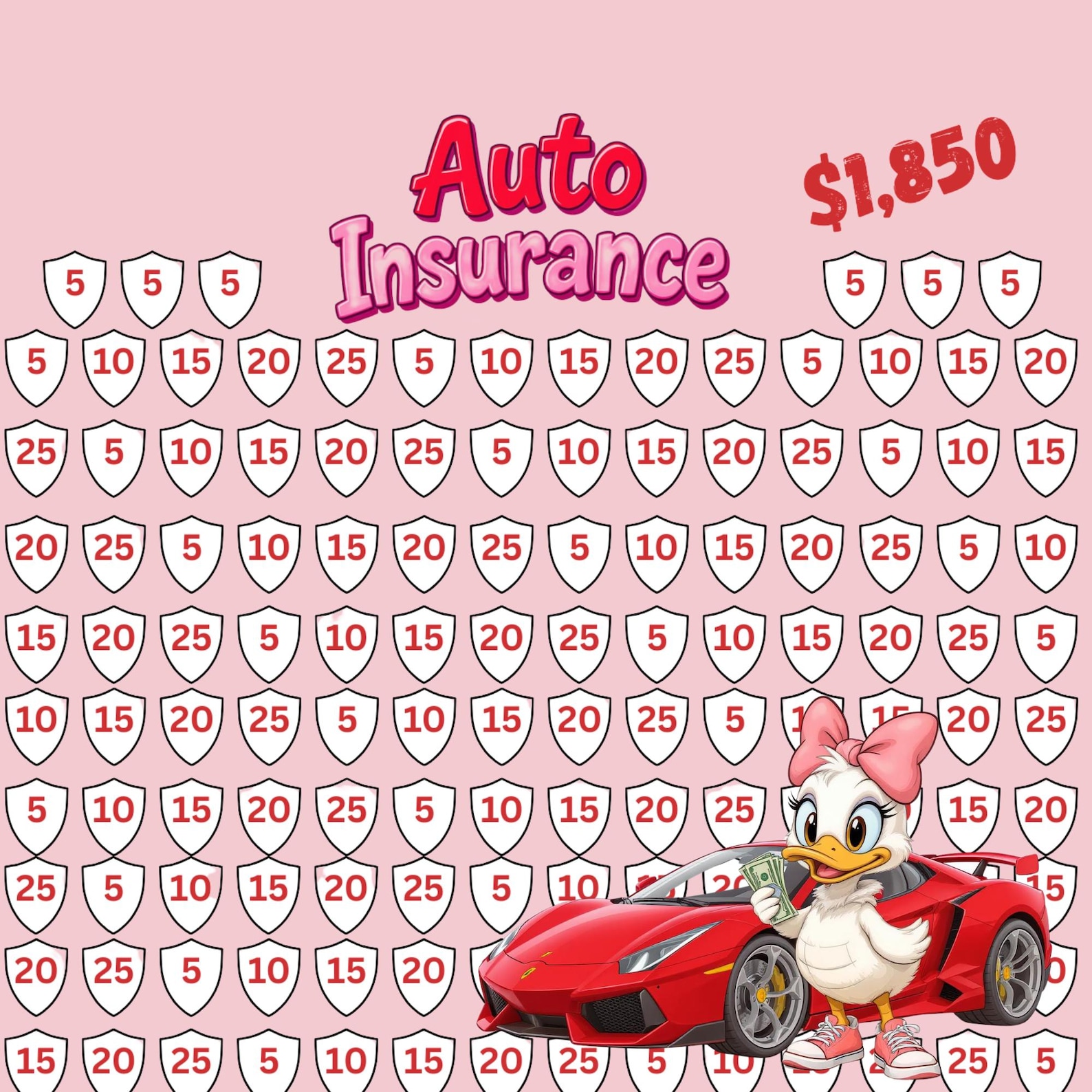 Auto Insurance Savings Challenge: Pink Car Game (digital Download) - Etsy