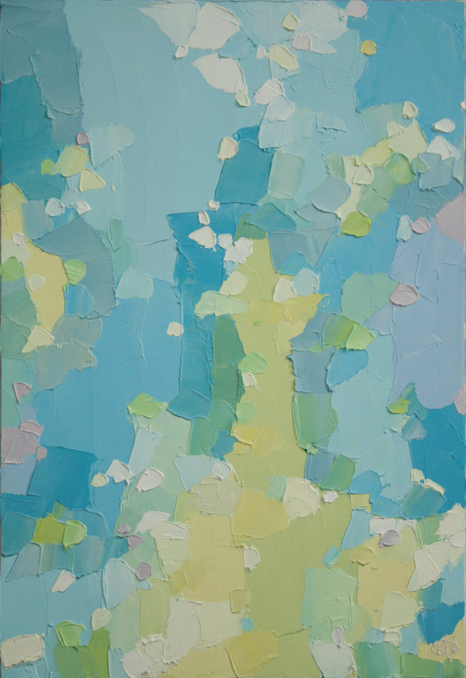 The Air of Spring Original Oil Painting in Fresh Yellows, Cyans, Blues ...