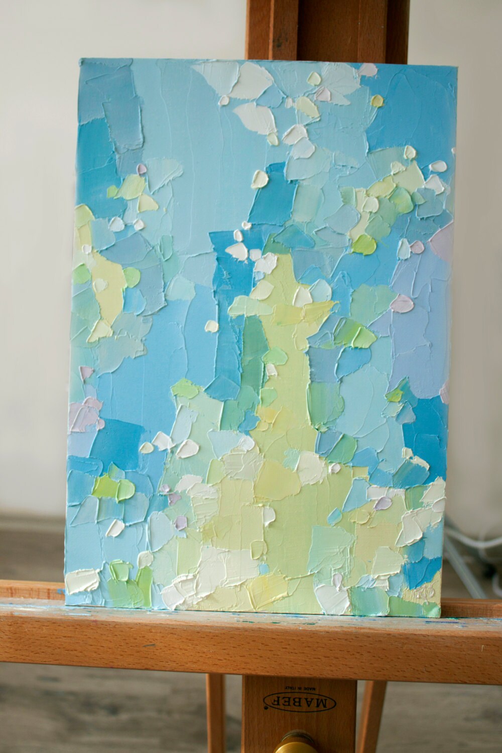 The Air of Spring Original Oil Painting in Fresh Yellows, Cyans, Blues ...