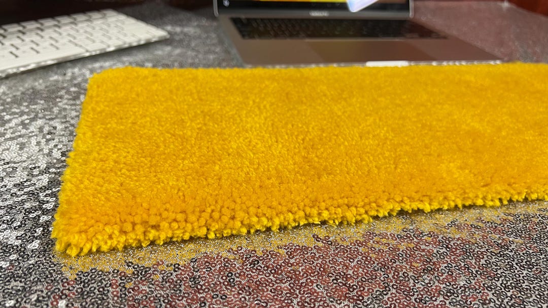 Yellow Tufted Keyboard Rug | Plush Desk Mat, Gaming Workspace Accessory ...