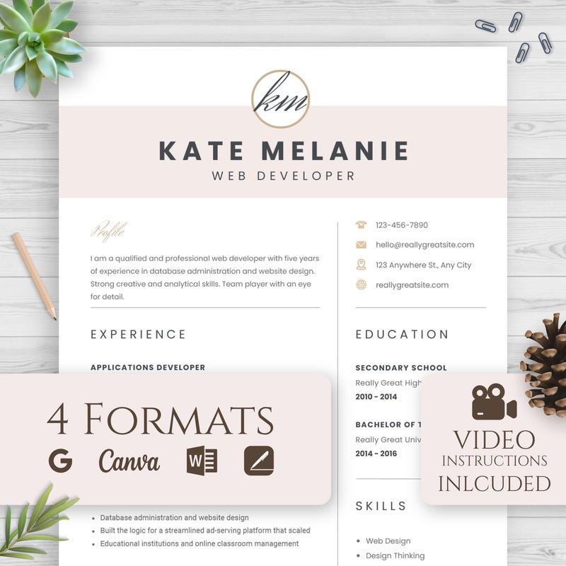 Script Resume Templates - Etsy UK