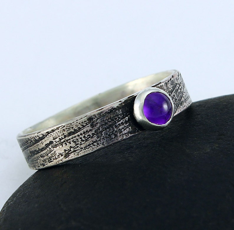 Size 7 Handcrafted Sterling Silver and Amethyst Ring Natural - Etsy