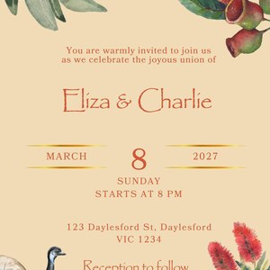 Editable Australian Wedding Invitation - Etsy