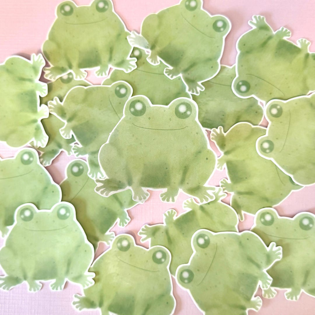 Watercolor Frog Sticker – Cottagecore Die-cut, Laptop Decal - Etsy