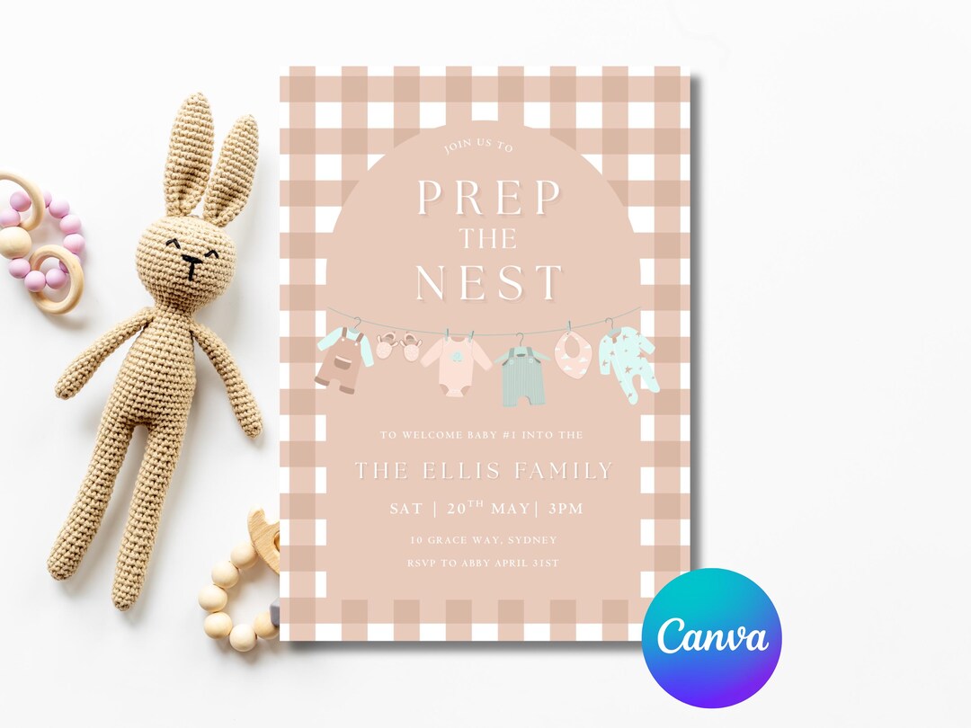 Editable Prep the Nest Digital Nesting Party Invitation Gender Neutral ...