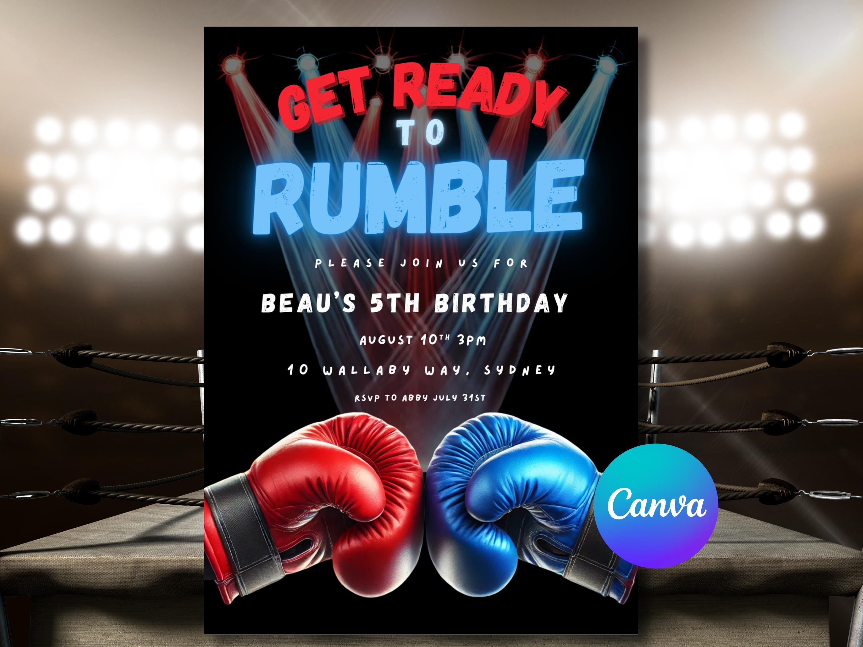 Boxing Invitation Boy Editable Kids Boxing Birthday Party Invite UFC ...