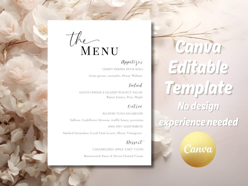 Minimalist Wedding Menu Signature Wed Menu Wedding Menu Editable ...