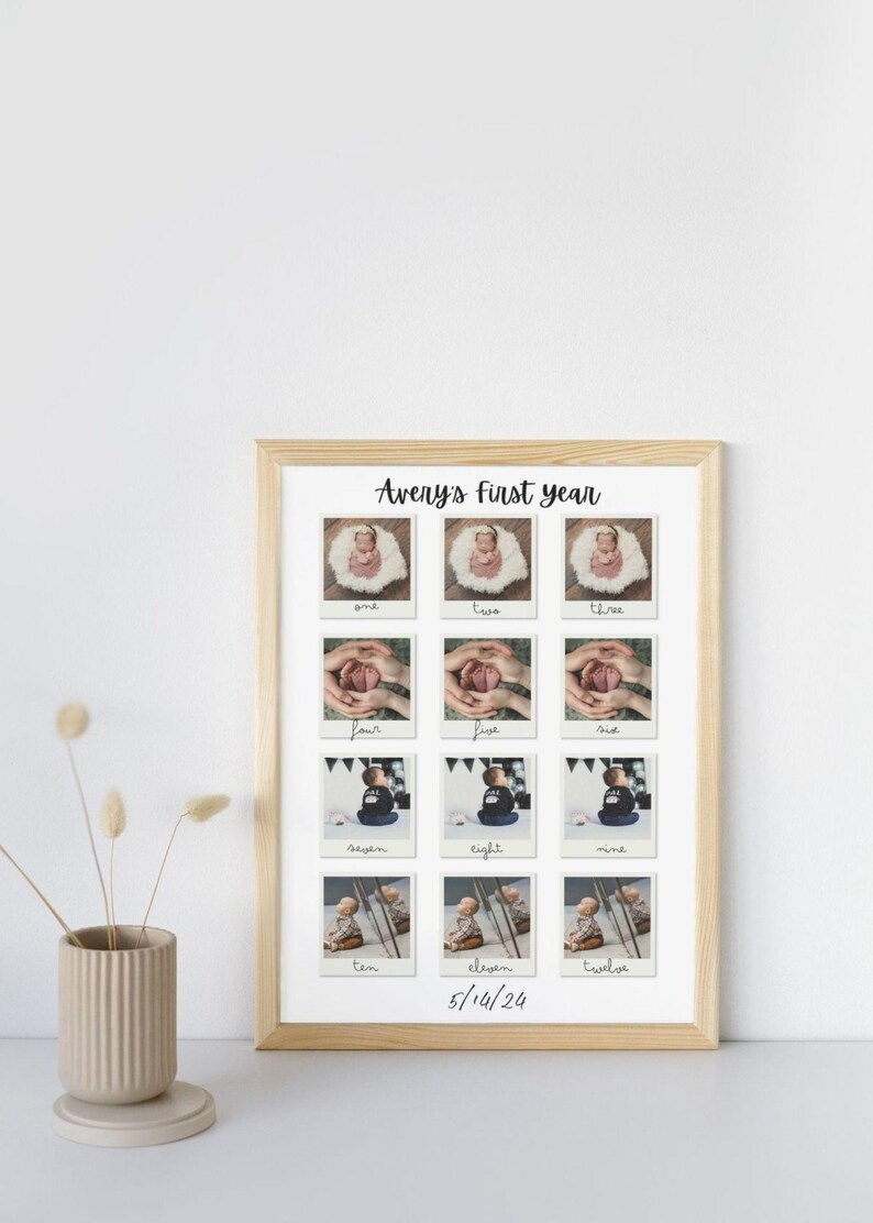 Editable Baby First Year Milestone Sign, Photo Collage (digital ...