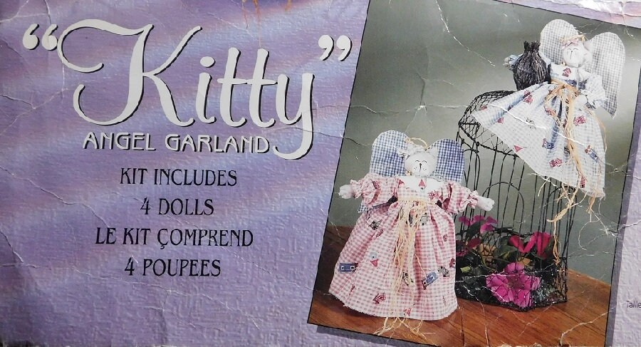 1997 Daisy Kingdom Kitty Angel Garland Country Folk Art Primitive Cat ...