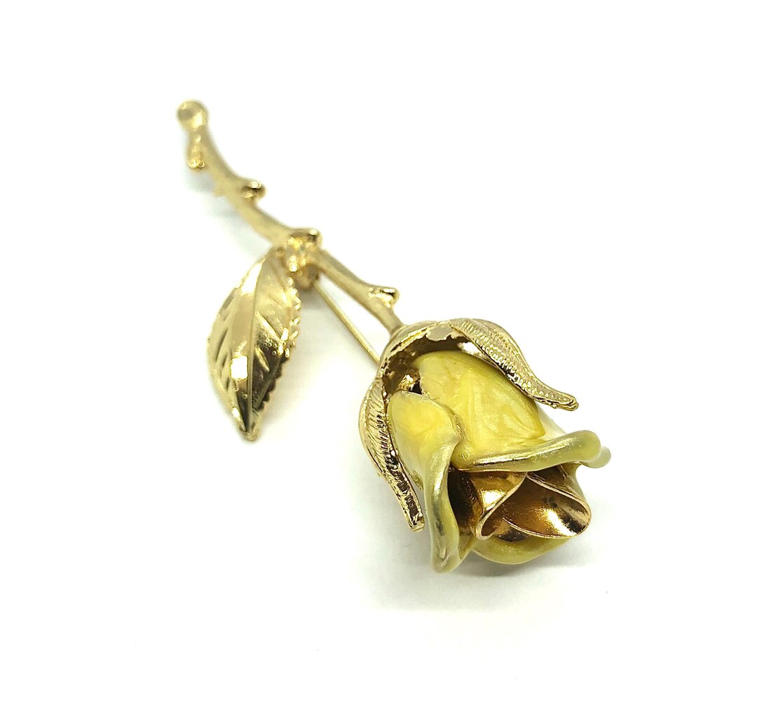 The ROSE Brooch Wedding Brooch Vintage Style Brooch Rose Brooch Yellow ...