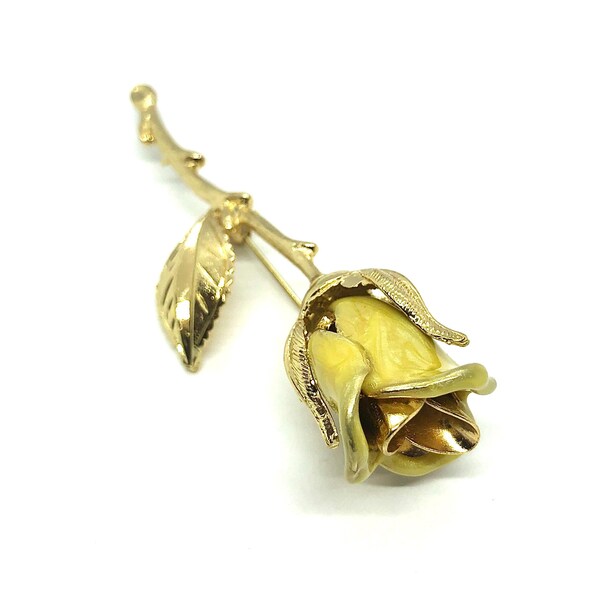 Yellow Rose Brooch - Etsy