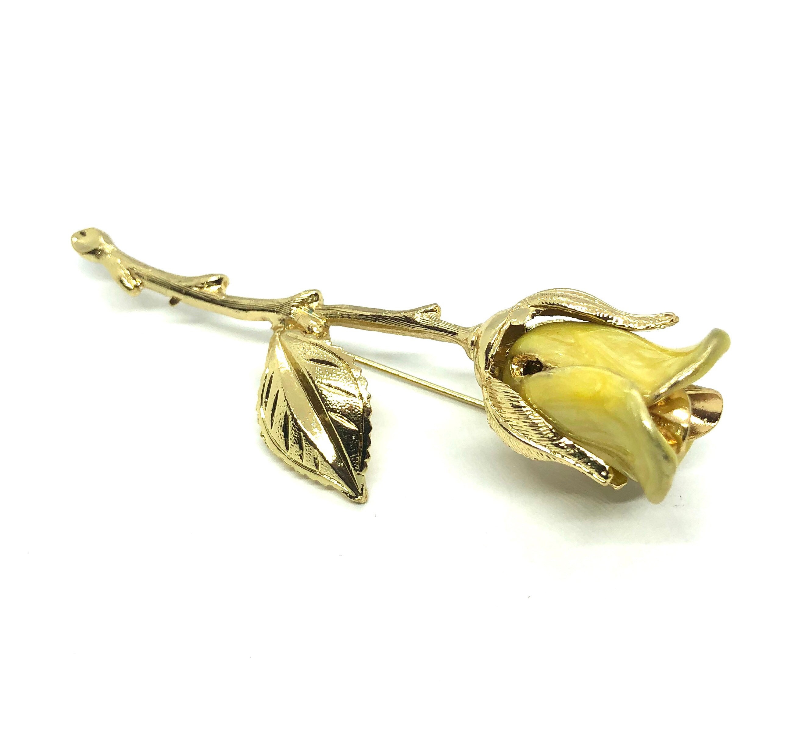 The ROSE Brooch Wedding Brooch Vintage Style Brooch Rose Brooch Yellow ...