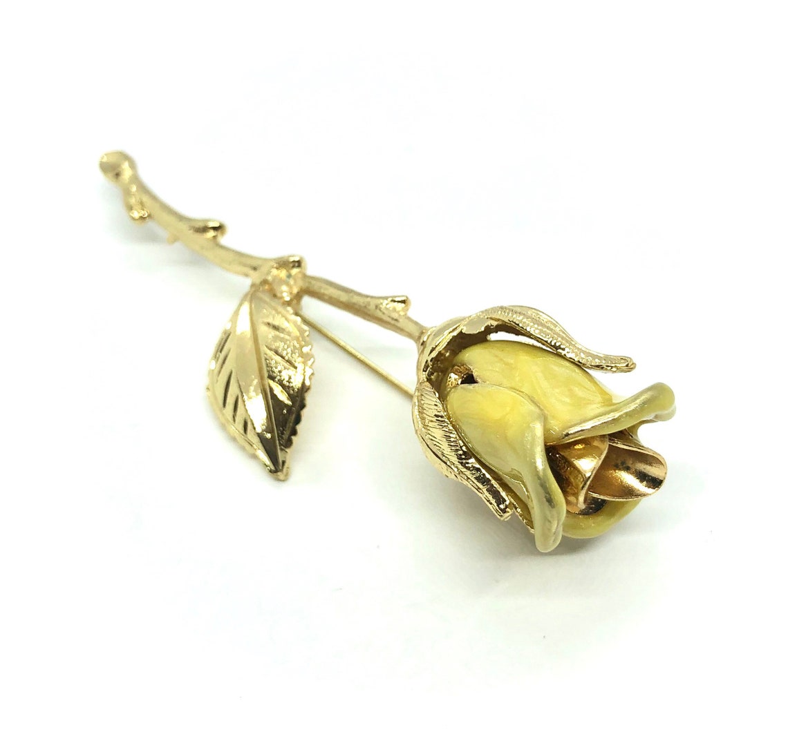 The ROSE Brooch Wedding Brooch Vintage Style Brooch Rose Brooch Yellow ...