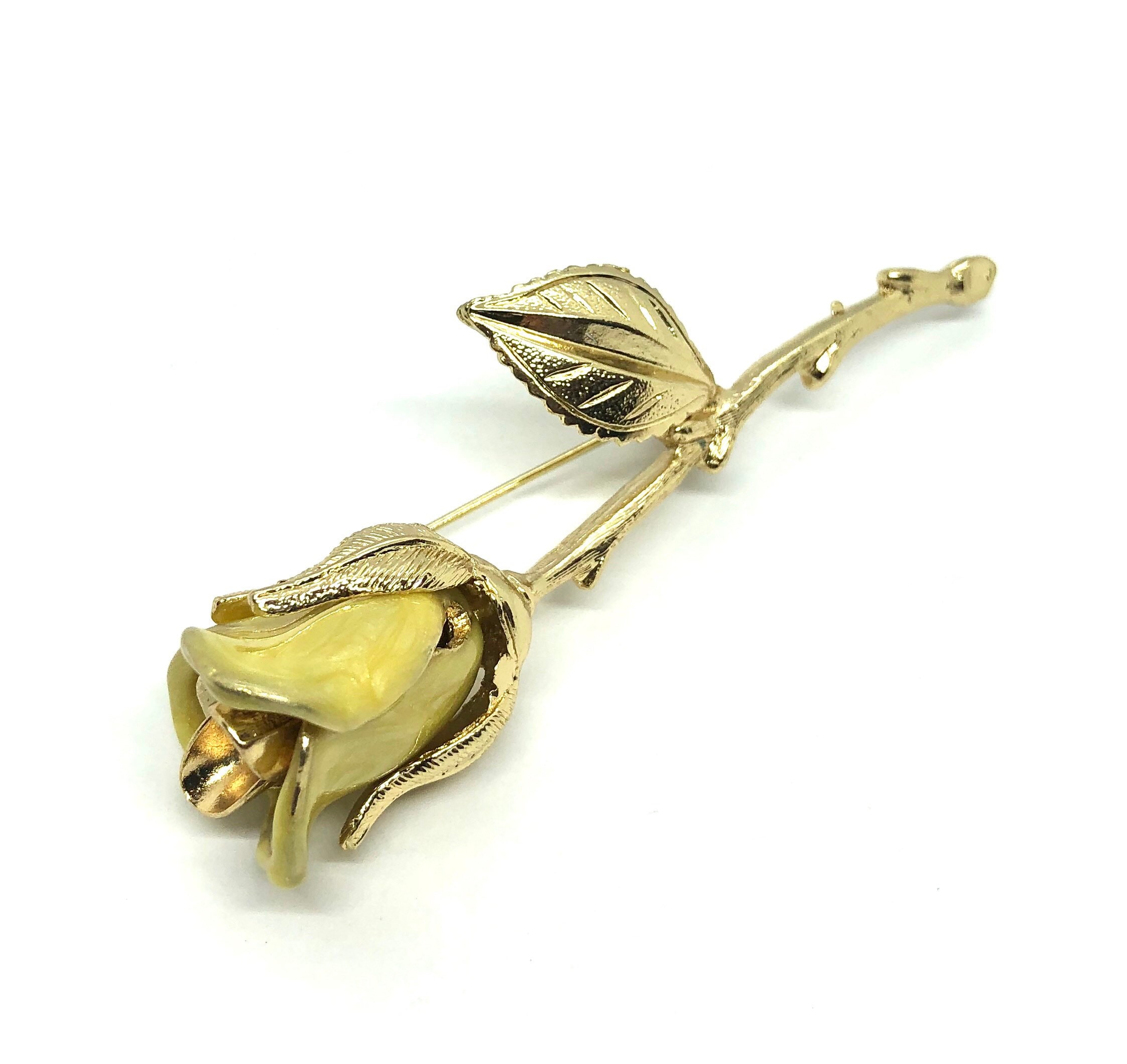 The ROSE Brooch Wedding Brooch Vintage Style Brooch Rose Brooch Yellow ...