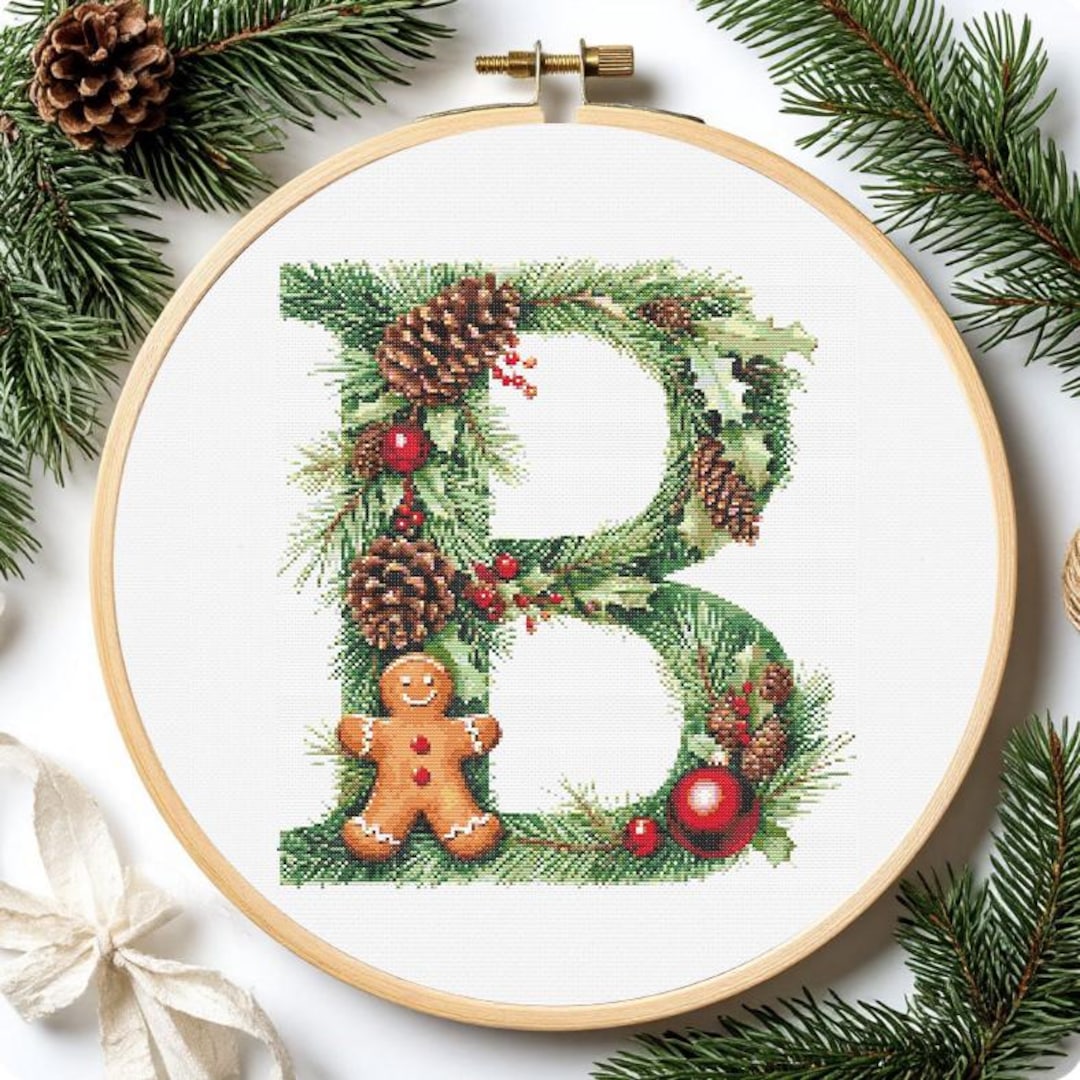 Christmas Letter B Cross Stitch Pattern: Holiday Monogram (PDF Pattern ...