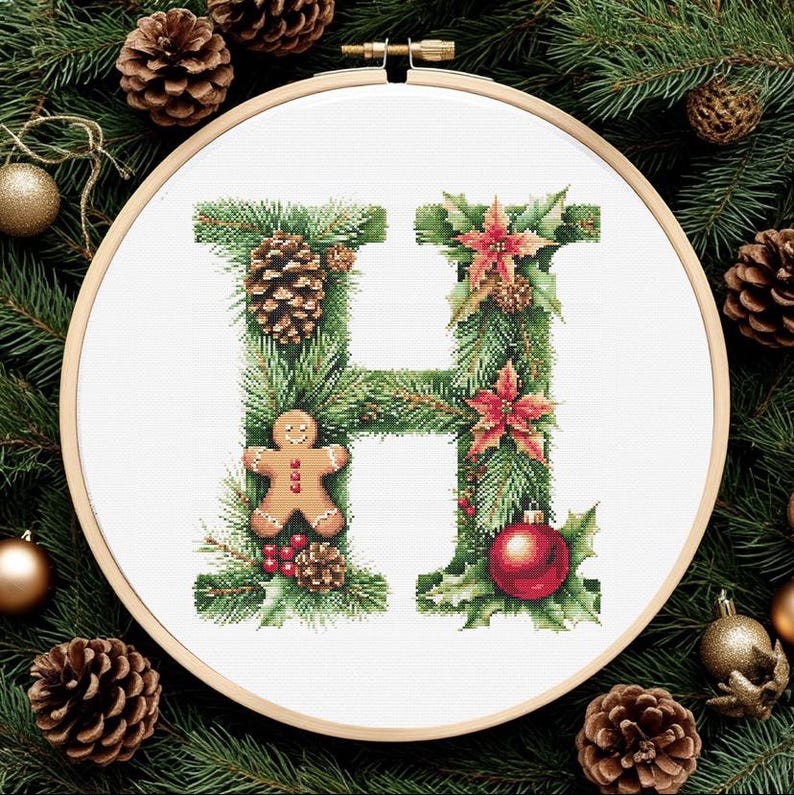 Christmas Alphabet Cross Stitch Pattern: Holiday Monogram (PDF Pattern ...