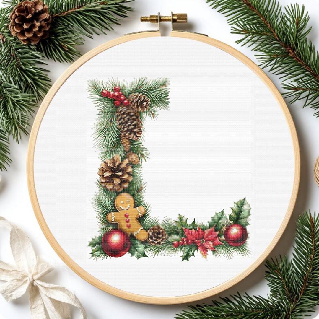 Christmas Letter L Cross Stitch Pattern: Winter Monogram (PDF Pattern ...