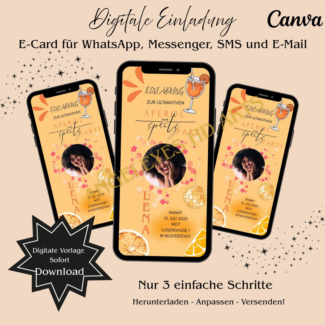 Digital Aperol Invitation Canva Summer Party Invitation Apero Spritz ...