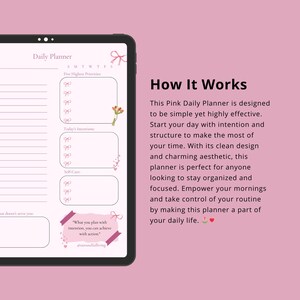 Pink Daily Planner Printable/instant Download | Minimalist Digital Day ...
