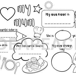 Printable I Love My Mum and I Love My Dad Fill in the Blank Coloring ...