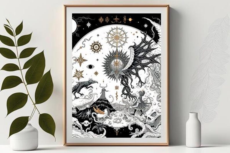 Astral Plane - Surreal Occult Poster, Dark Academia Decor, Vintage ...