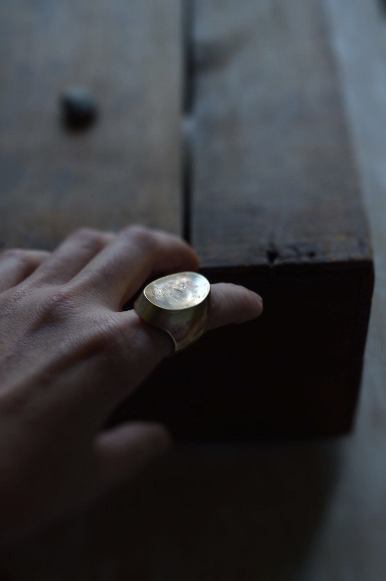 Signet Ring Big Ring Massive Ring Brutalist Ring Unisex Ring Brass and ...