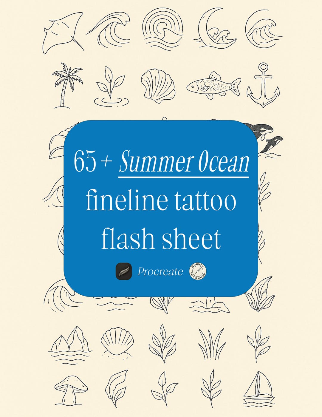 65+ Fineline Ocean Tattoos | Minimalist Summer Tattoo Flash Sheet ...
