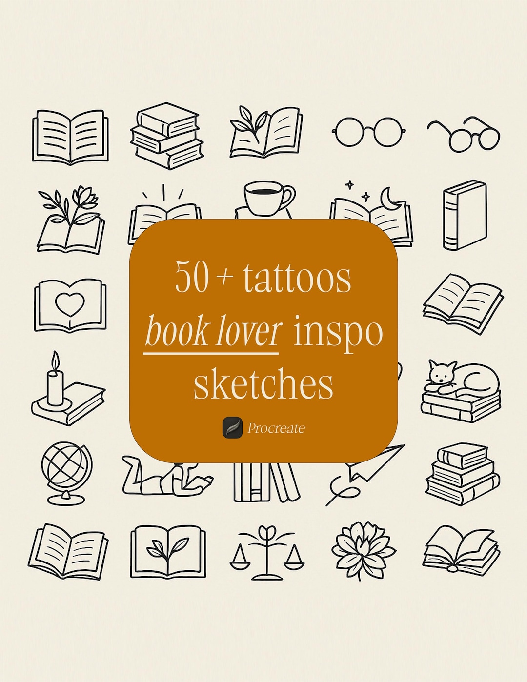 Minimalist Book Tattoo Designs | Literary Fine Line Flash Sheet ...