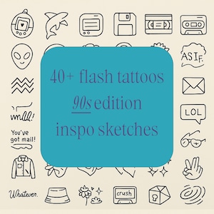 90s Tattoo Flash Sheet | 40+ Nostalgic Tattoo Designs | Procreate ...