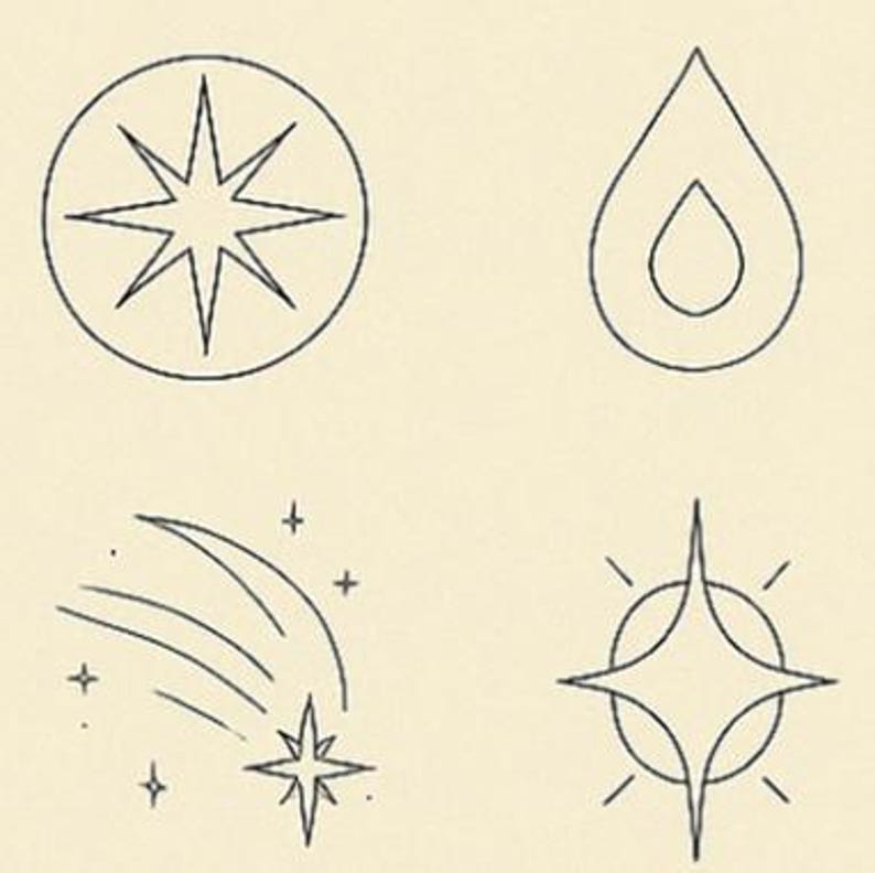 130+ Celestial Tattoo Flash Sheet | Minimalist Moon, Star, Sun (digital ...