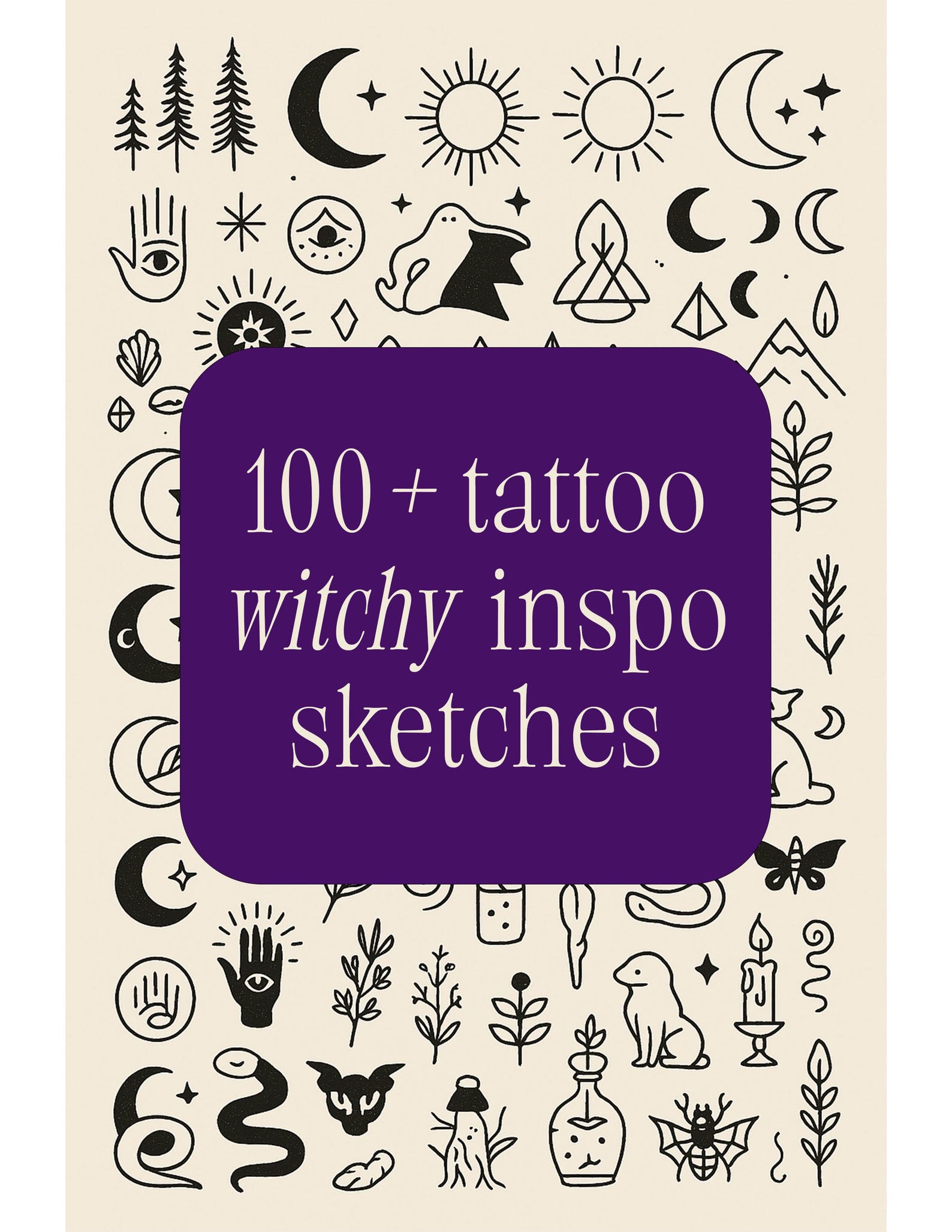 100+ Witchy Tattoo Flash Designs | Occult Mystic Art (digital Download ...