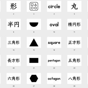 Shapes in English and Japanese | Printable PDF Flashcards - Etsy