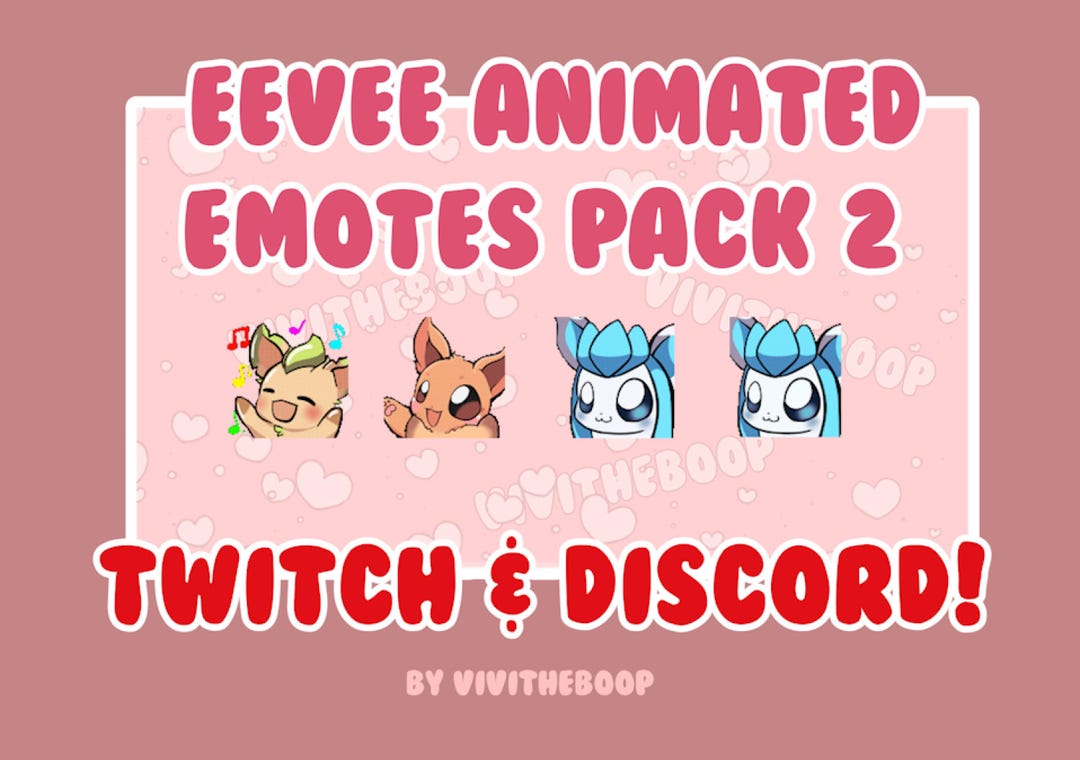 4 Cute Eevee Animated Emotes Gifs Pack 2 - Jam, Hi, Nod, Shake Head - Etsy