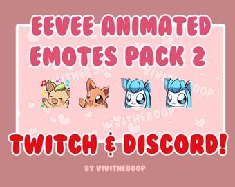 4 Cute Eevee Animated Emotes Gifs Pack 2 - Jam, Hi, Nod, Shake Head - Etsy
