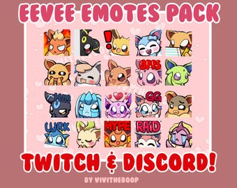 20 Cute Eevee Pokemon Emotes for Twitch and Discord Big PNG Pack - Etsy