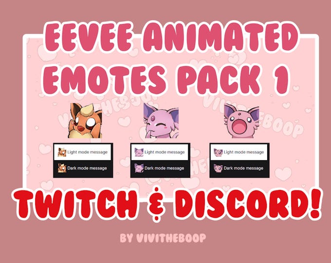 3 Cute Eevee Animated Emotes Gifs Pack 1 - Clap, Giggle, Yap - Etsy