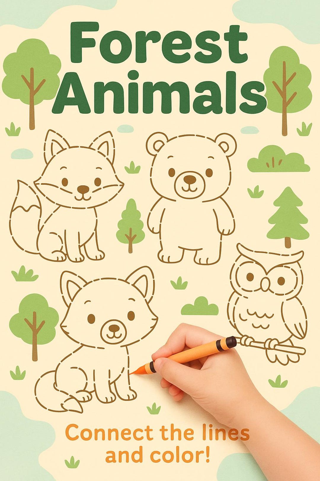 Forest Animal Tracing and Coloring Book for Kids | Dot to Dot Printable ...