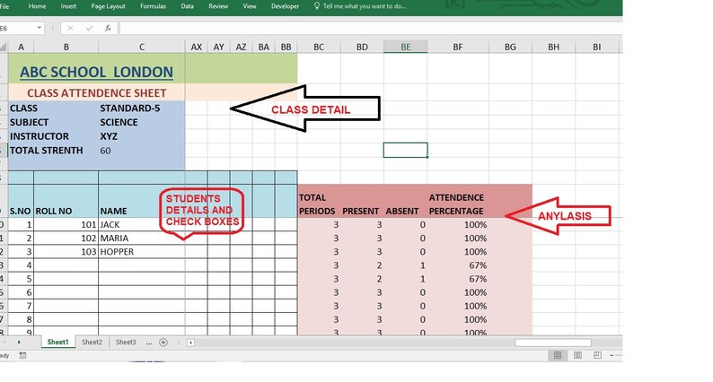 Editable Student Attendance Sheet Template: Excel Tracker (digital ...