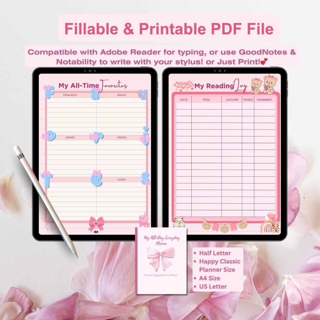 Pink Girly Planner Printable Kawaii My All-time Favorites and My ...