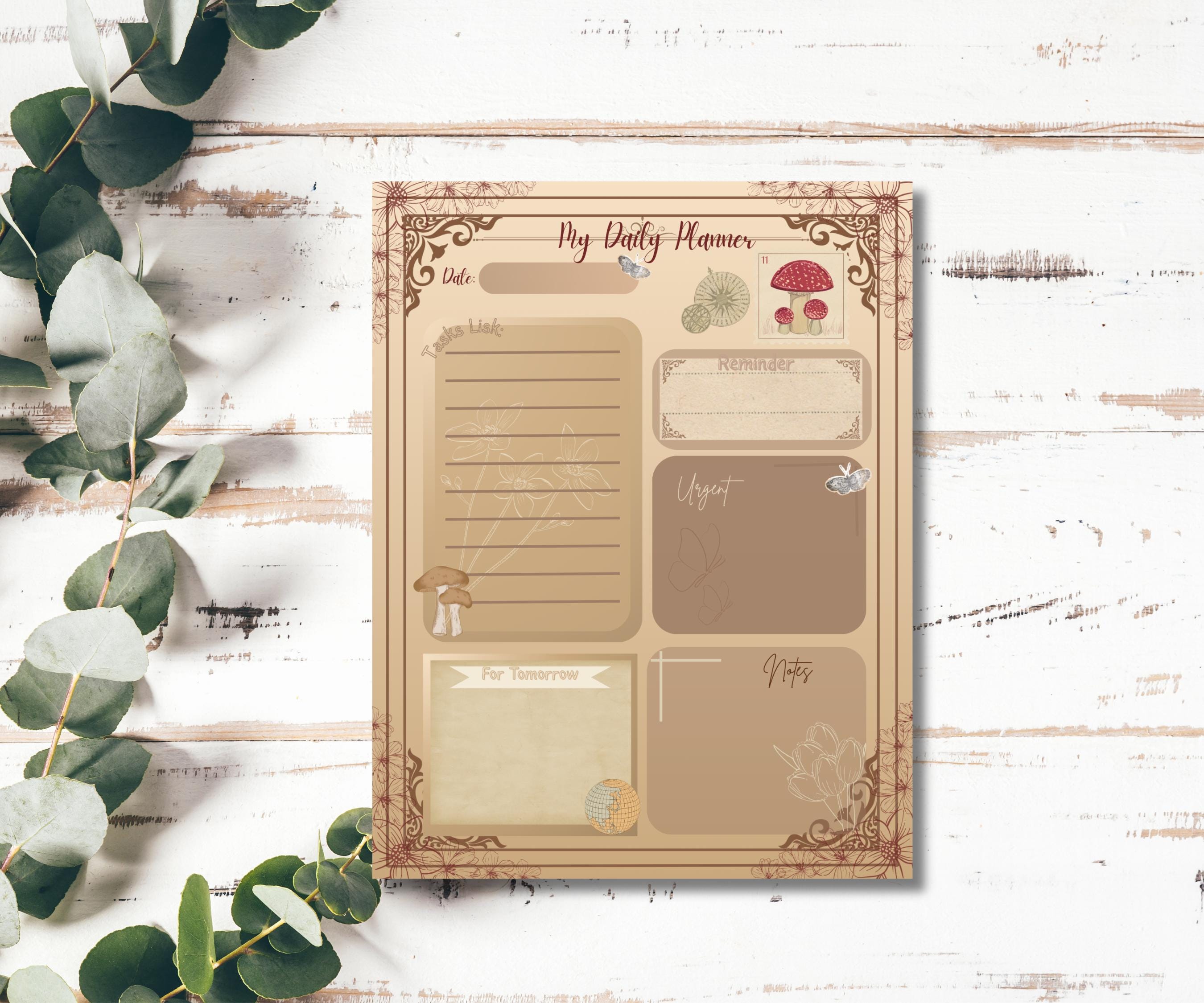 Printable Vintage Daily Planner, Work Daily Planner, Daily Organizer ...