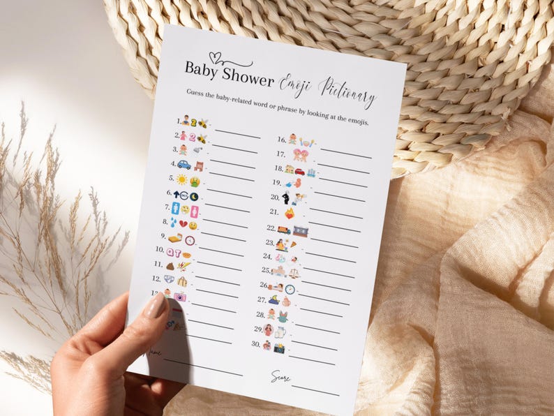 Emoji Pictionary Baby Shower Game | Printable Gender Neutral Baby ...