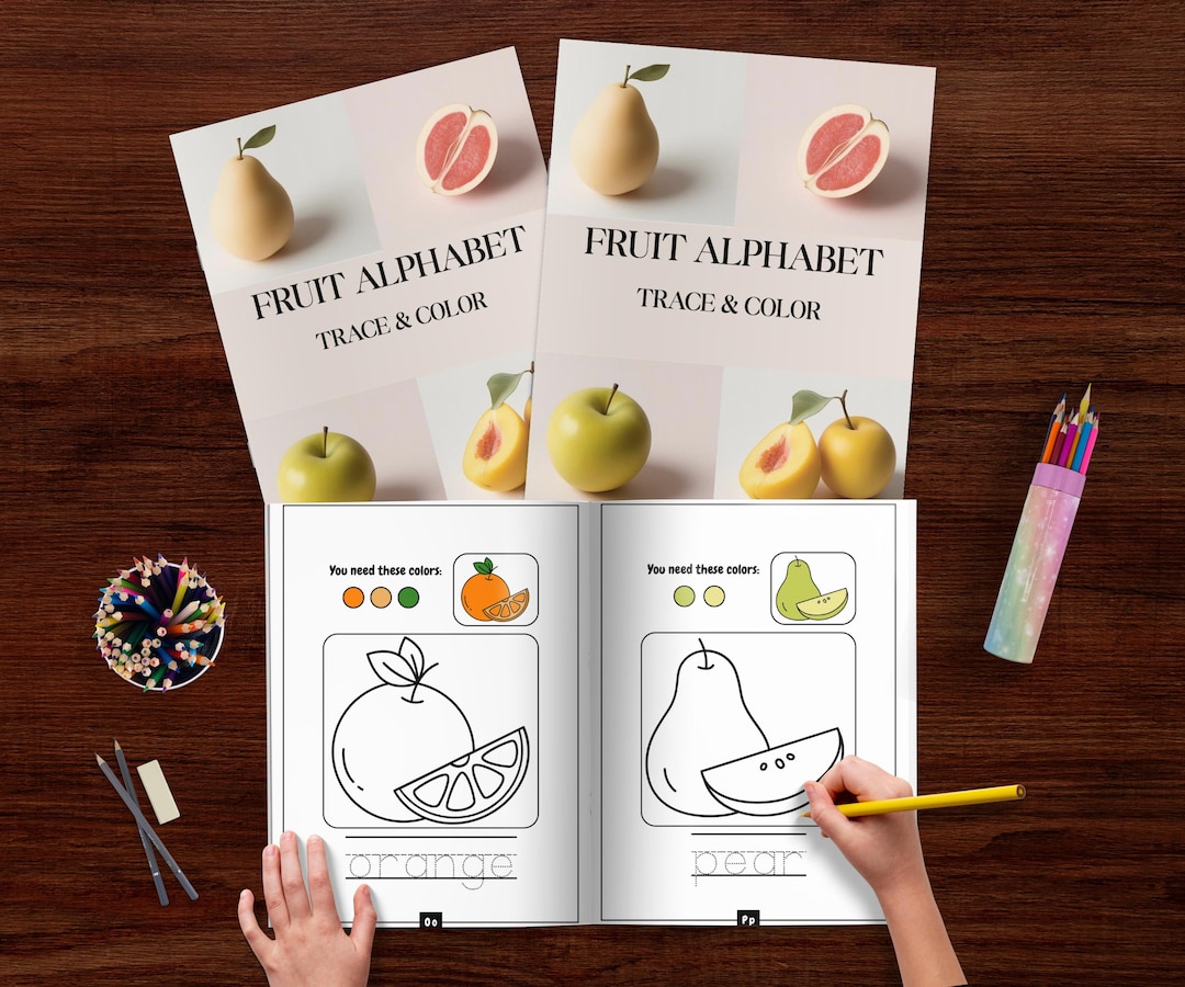 Fruit Alphabet Coloring Pages: A-Z Tracing Worksheets (US Letter ...