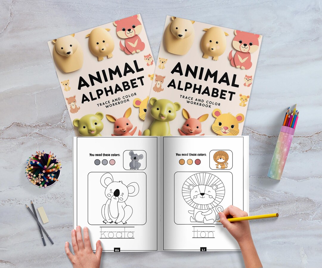Animal Alphabet Color and Trace Workbook for Kids Ages 3–6: Fun A to Z ...