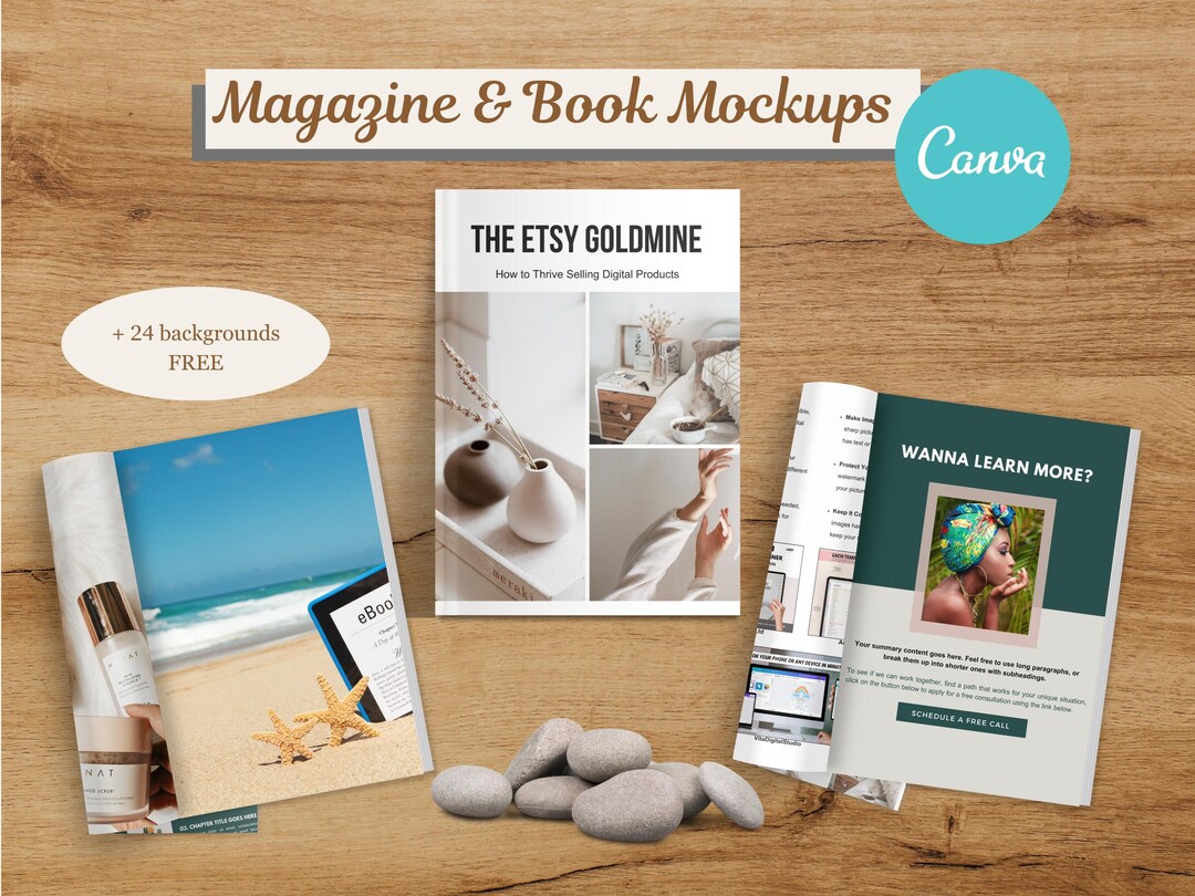 Canva Book Mockup Template: Magazine, Ebook, Paperback (instant ...