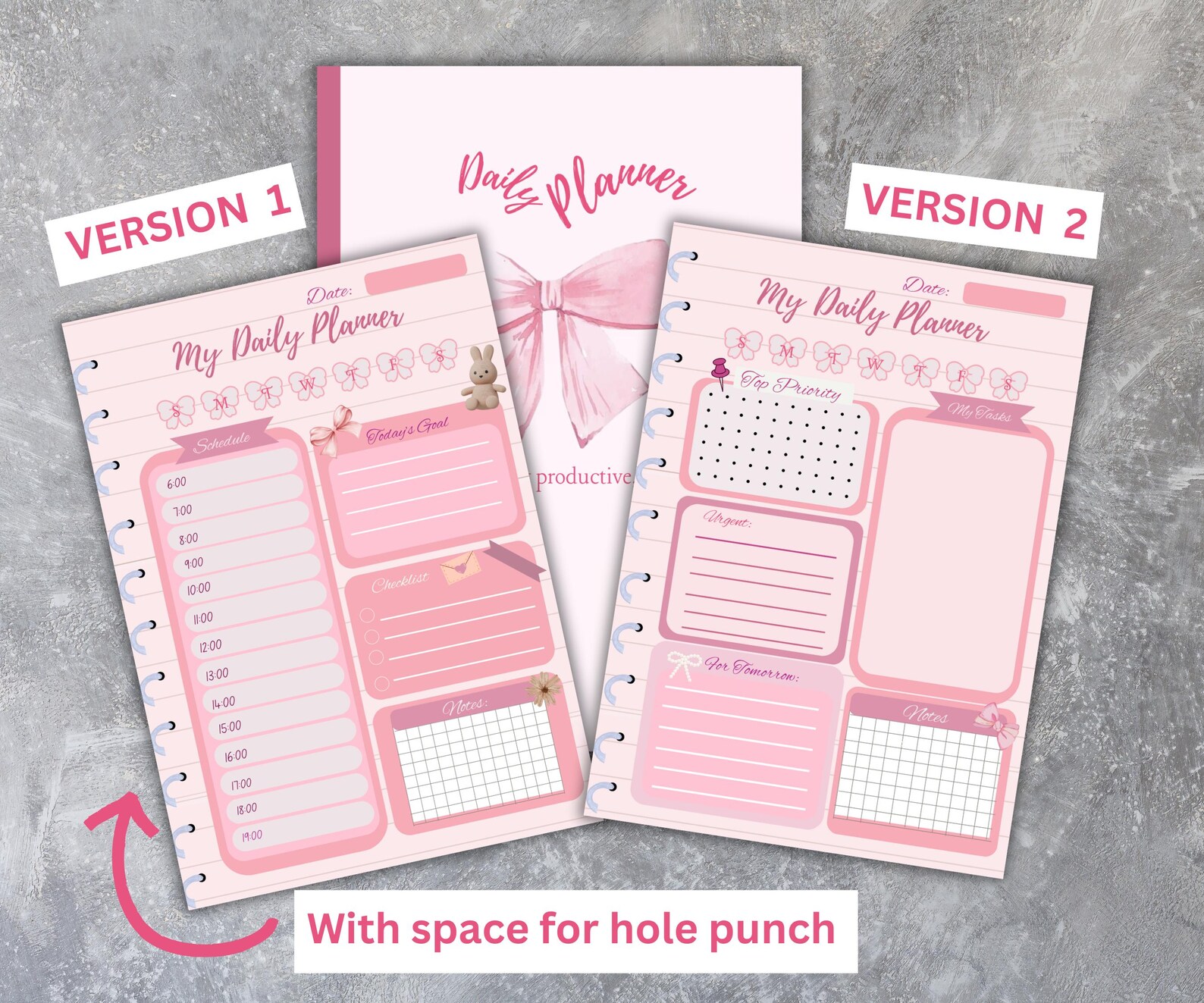 Pink Girly Planner Printable, Kawaii Daily Planner Printable, Digital ...