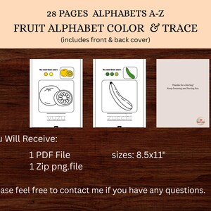 Fruit Alphabet A to Z Coloring and Tracing Worksheets for Kids Ages 3-6 ...